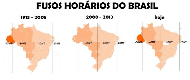 Os quatro fusos horários do Brasil - Resumo de Geografia para o Enem