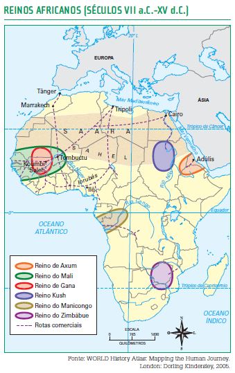 Reinos africanos: Axum, Gana, Mali, Iorubás e o Congo